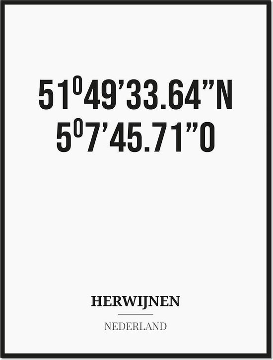 Poster/kaart HERWIJNEN met coördinaten | bol