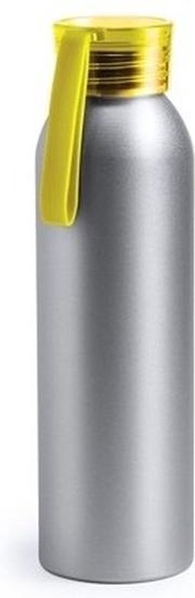 2x Aluminium drinkfles/waterfles met gele dop 650 ml - Sportfles ...