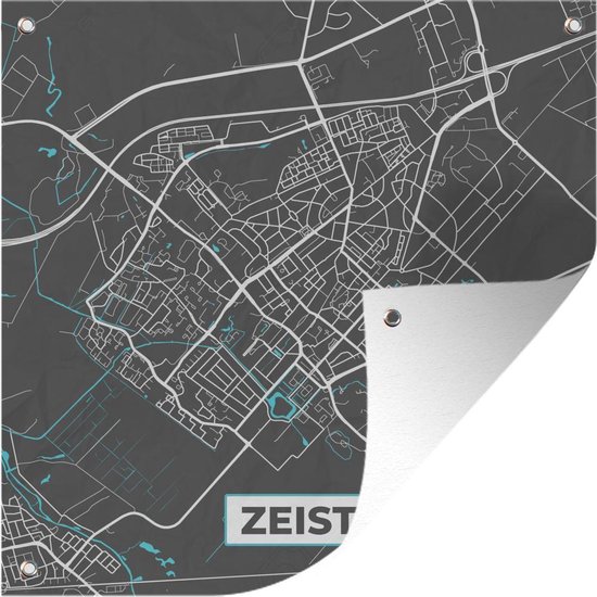 Tuin poster Plattegrond - Zeist - Grijs - Blauw - 200x200 cm ...