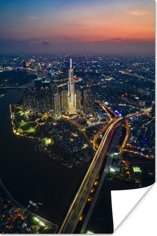 Affiche Vue aérienne de Landmark 81 au Vietnam la nuit 60x90 cm ...
