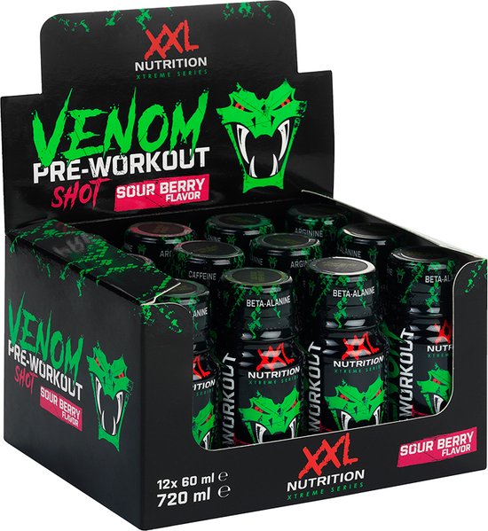 XXL Nutrition Venom Pre Workout Shot - Voor sporters - Sour Berry - 12 ...