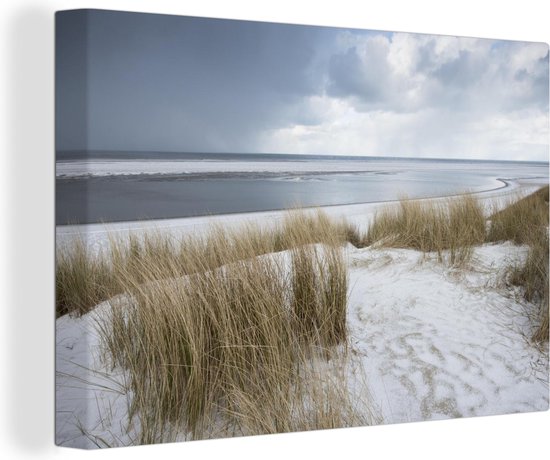 Canvas Schilderij Noordzee - Duinen - Water - 140x90 cm - Wanddecoratie | bol.com