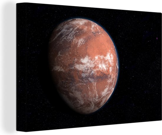Canvas Schilderij Toekomstige projectie van Mars met atmosfeer en ijs ...