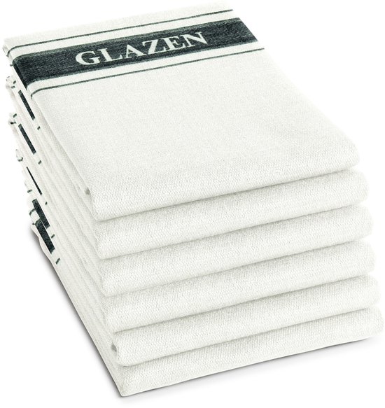 DDDDD Glazendoek - Set van 6 - 60x65cm - Voor streeploos drogen van ...