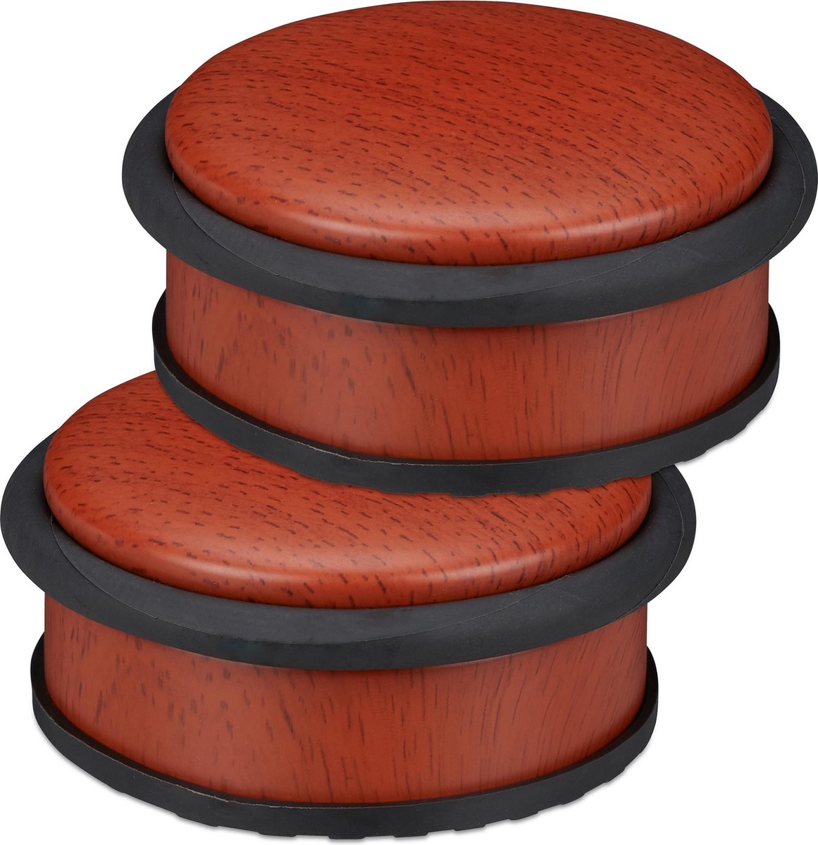 Relaxdays 2x deurstopper binnen - houtlook - deurvastzetter - 5 cm hoog ...