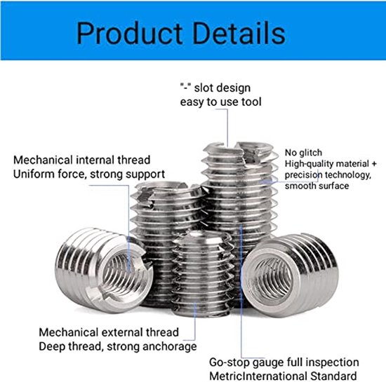 Pack of 10 Thread Insert, Reduction Nuts, M8 x 1.25, M10 x 1.5, 20 mm ...