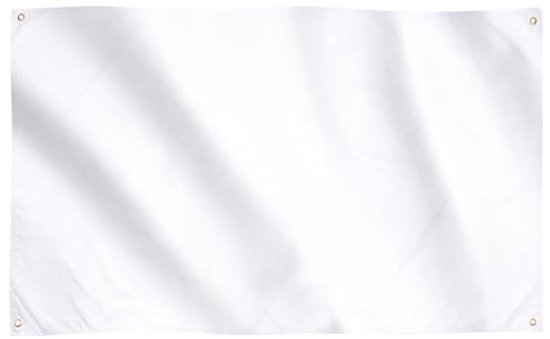 Witte vlag, 91x152cm, weerbestendig met 4 ogen voor binnen en buiten | bol