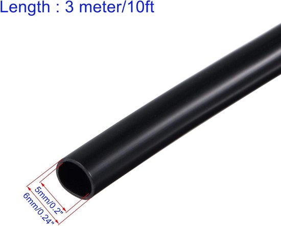 Flexibele PVC Luchtslang 5mm ID 6mm OD 3 m Zwart - Lichtgewicht ...