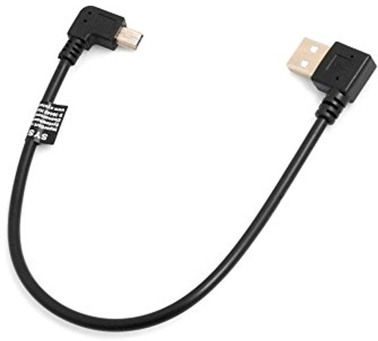 Mini USB-kabel 90° haakse stekker naar USB Type A - 26 cm | bol