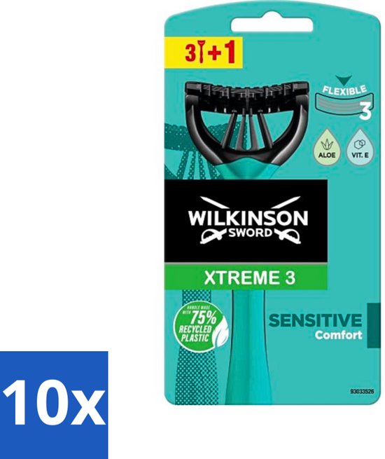 10 x Wilkinson - Wegwerpscheermesjes Xtreme3 Sensitive - Flexibele ...