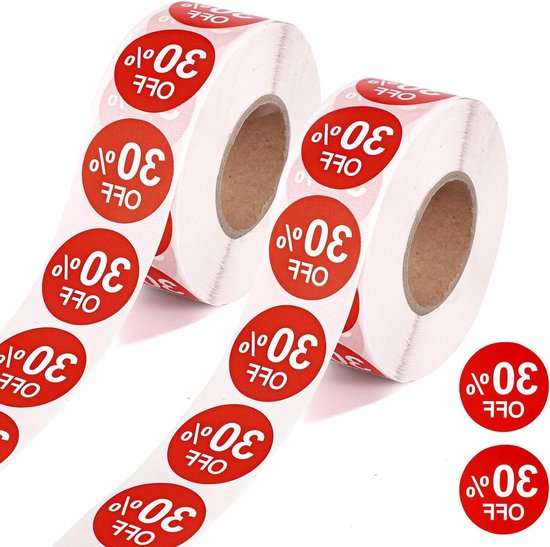 JHubers Goods - 2000 Stuks 30% Korting Stickers voor Winkel Promotie ...