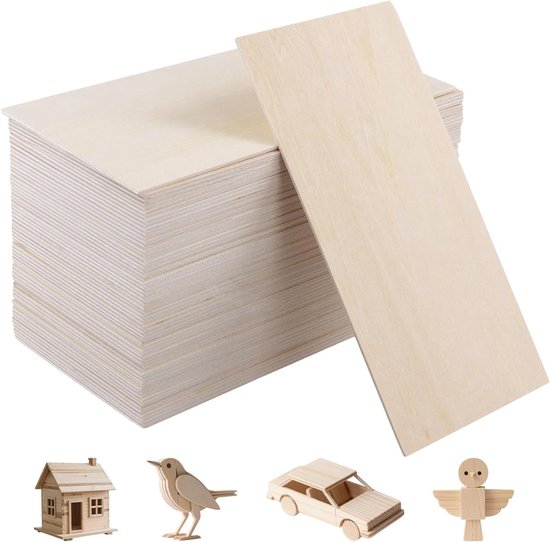 Brenzoos - 60 plaques en bois 200 x 100 x 2 mm pour DIY , gravure ...