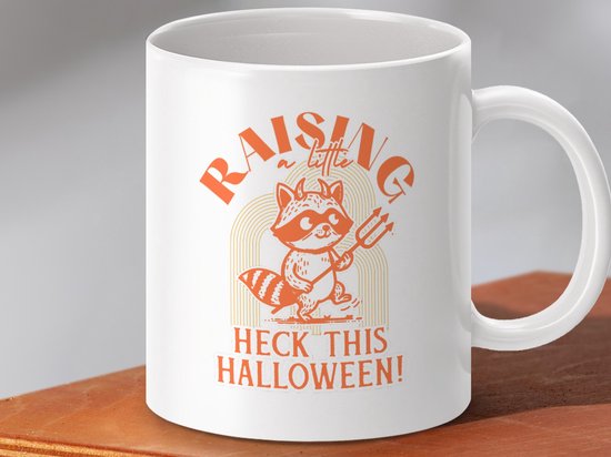 Mok Halloween Wasbeer Mug, Raising a Little Heck, Funny Halloween Gift ...
