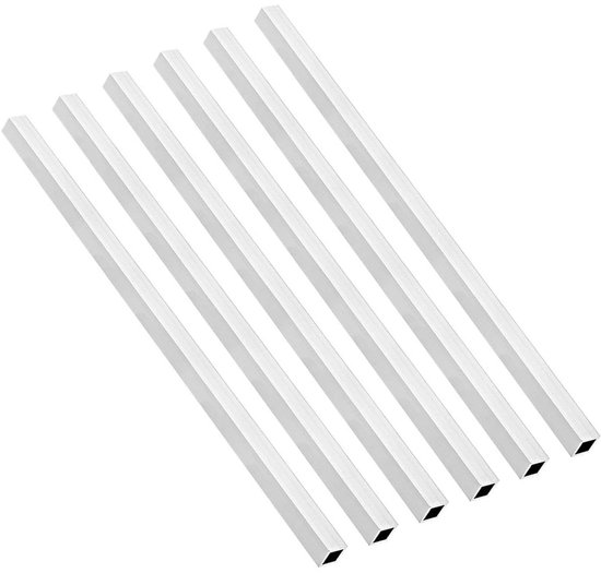 6Pcs 6063 Aluminum Square Tube, 10mm x 10mm x 1mm Wall Thickness 300mm ...