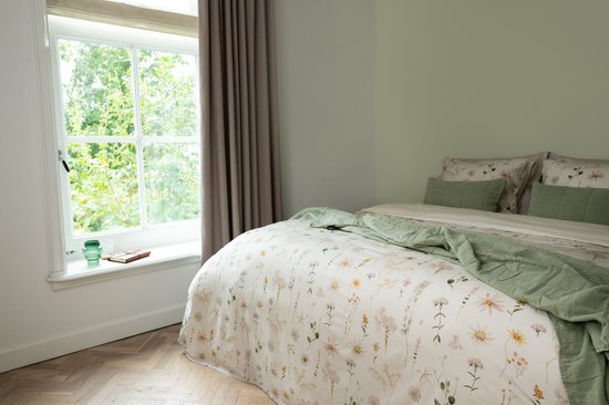 Linolux Sprei Blocks Stonewashed Mineral Green 220x260 | bol