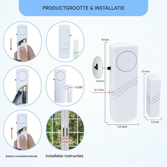 Vitdipy - Alarmsysteem voor Deur en Raam - 10 stuks - Alarmsysteem ...