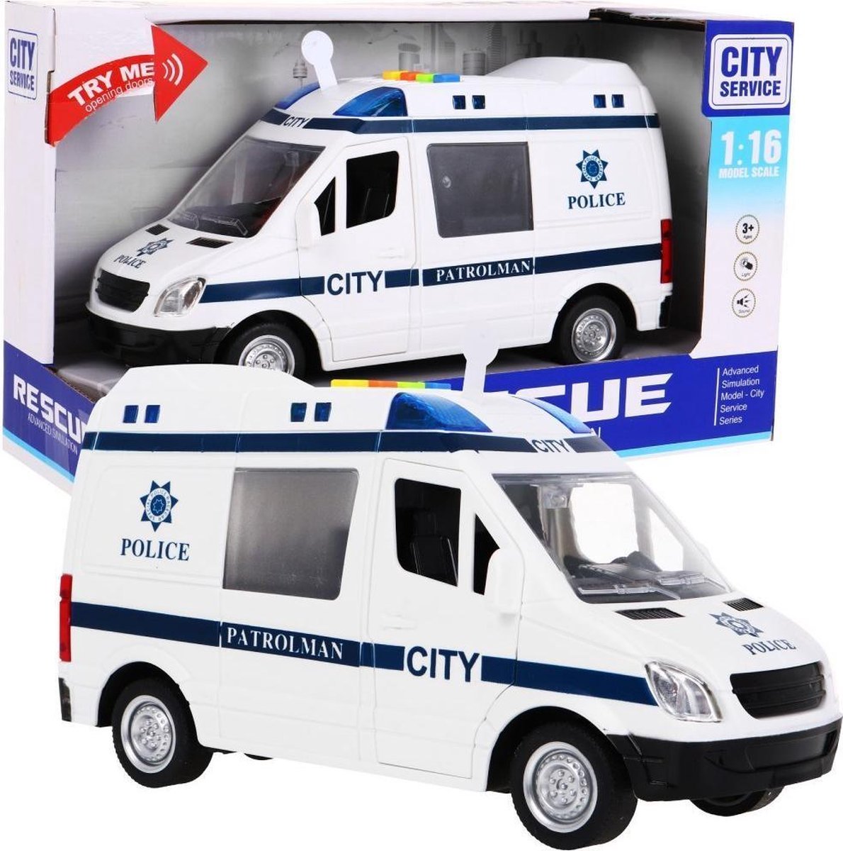 Grote Politie Auto / Bus Met Licht En Geluid 1:16 | bol.com