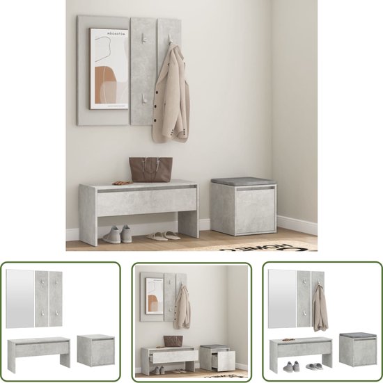 vidaXL Hal Meubilair - Gangkast Set - Garderobe set bewerkt hout ...