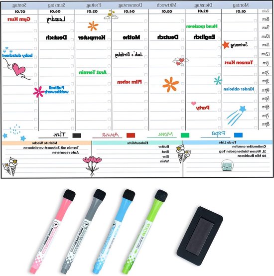 Wekelijkse Familie Meal Planner Whiteboard - Magnetisch - Menu Planning ...