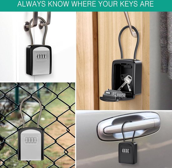 Sleutelbox met afneembare ketting - 2 stuks 4-cijferige cijfercode ...