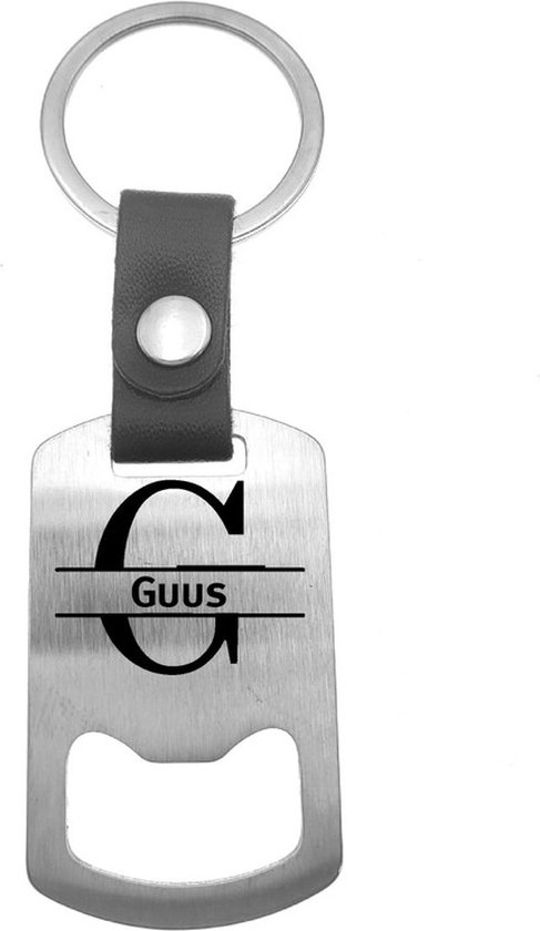 Luxe Sleutelhanger RVS - Leer - Guus | bol