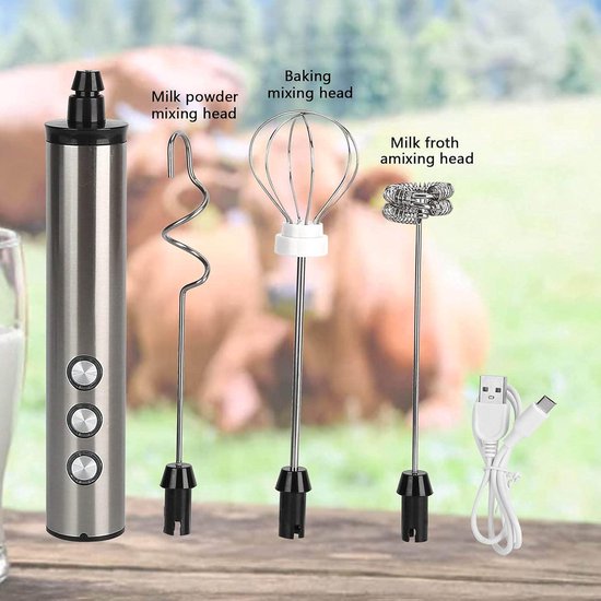 RVS melkopschuimer - oplaadbaar - voor thuisgebruik - elektrische klopper | bol