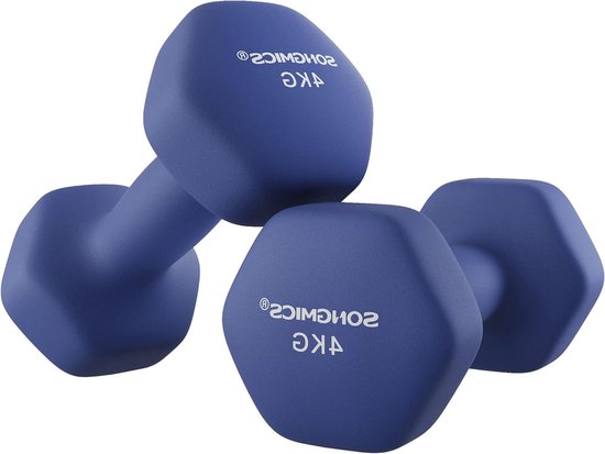Dumbbells set - korte halters hexagon neopreen coating - krachttraining ...
