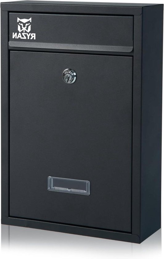 Moderne wandgemonteerde stalen brievenbus met naamplaatje - eenvoudig ...