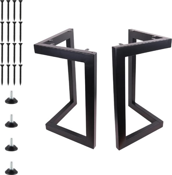 Pochon - 2x Tafelpoot Athtar - Zwart - 6x55x72 - Meubelpoot - Staal ...