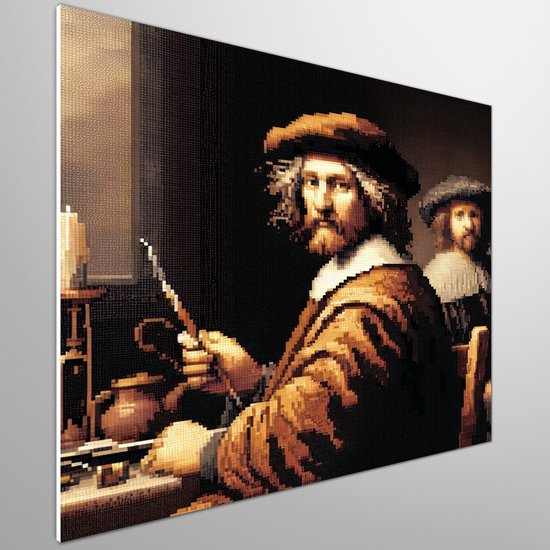 Pixel art rembrandt schilderij | Rembrandt gerepresenteerd in een ...