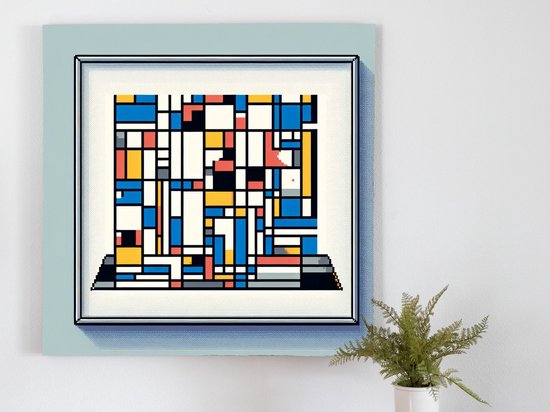 Pixel art mondriaan schilderij | Geometrische kleurenpracht: een ...