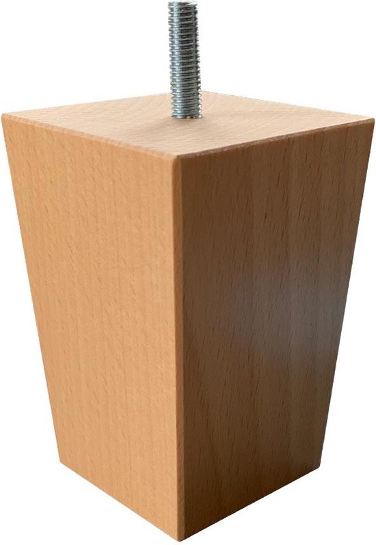 Meubelpoot vierkant 7 bij 7 cm en hoogte 10 cm van massief hout (M8 ...