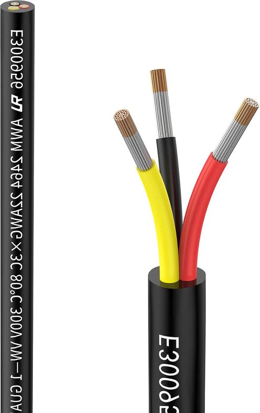 Extension Cable 22 AWG 3 Core- 5m UL2464 Voltage 5V/12V/24V/300V ...