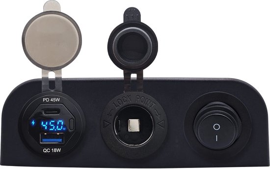ProRide 12V USB Autolader 2 Poorten - 45W/QC3.0 - Drievoudig opbouw ...