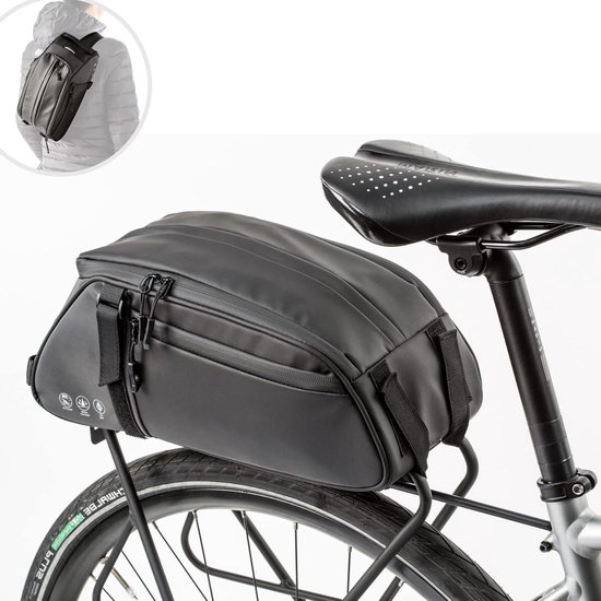 Waterdichte fietstas voor op de bagagedrager - zwart - ruime ...