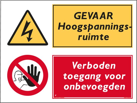 Gevaar Hoogspanning Verboden met water te blussen bord - Bord 300 x 400 ...