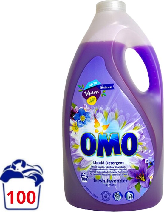 Omo Vloeibaar Wasmiddel Lavendel & Mint - 5 l (100 wasbeurten) | bol