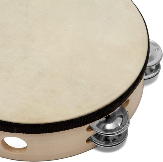 Houten Tamboerijn 20cm - Dubbele Rij Jingles - Naturel | bol