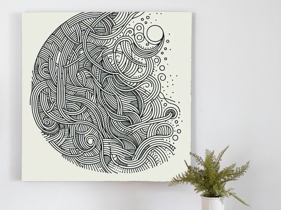 Line art mos schilderij | Tangle of Nature: A Vibrant Mosaic of Lines ...