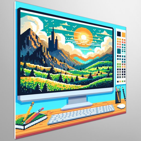 Pixel art landschap schilderij | Infinite digital canvas: a pixelated ...