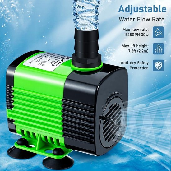 Dompelpomp 2000 l/u 30 W ultra stil mini-waterpomp - aquariumpomp met 3 ...