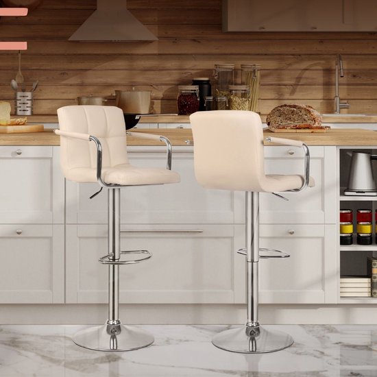 Yolo-deals - set van 2 moderne barkrukken - beige | bol