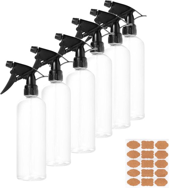 6 stuks spuitflessen 500 ml lege PET flessen - met beschrijfbare ...