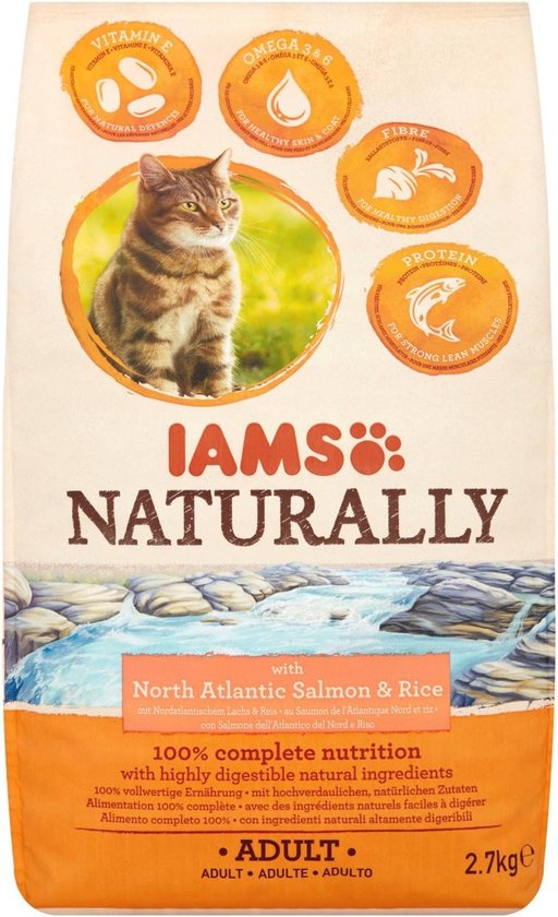 Droogvoer voor katten met zalm en rijst - 2,7 kg | bol