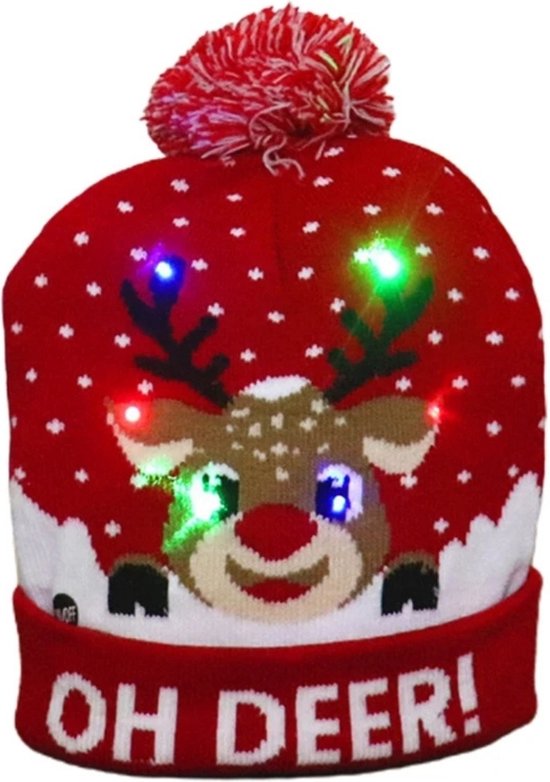 Jojoy - Kerstmuts - Gebreide muts met verlichting - LED muts ...