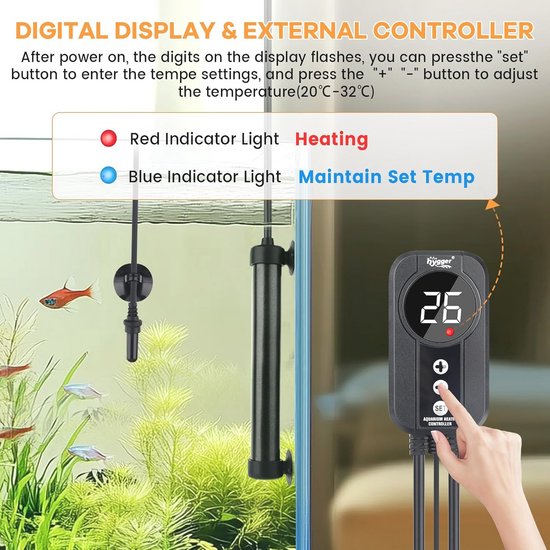 Titanium Aquariumverwarming 200W met Display en LED-controller voor ...