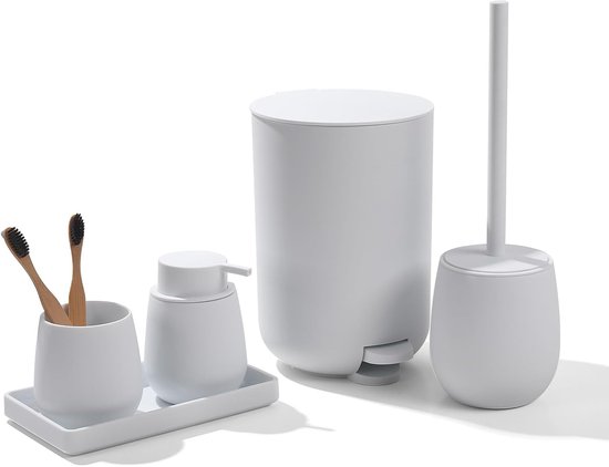 Ibenzoa® Compleet Wit Badkamer Set – 5 Onderdelen voor Functionele ...