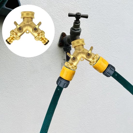 2-weg Y-verdeler van messing voor 2 apparaten/tuinslangen 3/4 inch wateraansluiting... | bol