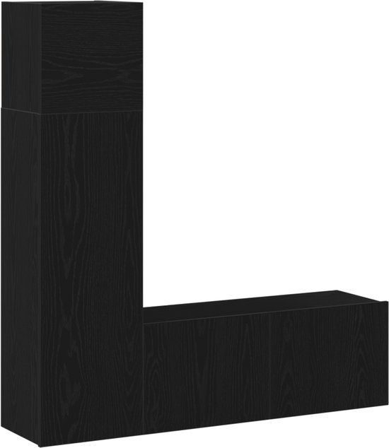 vidaXL - Tv-meubelset - 3 - pcs - Zwart - Eiken - 130,5 - x - 30 - x ...