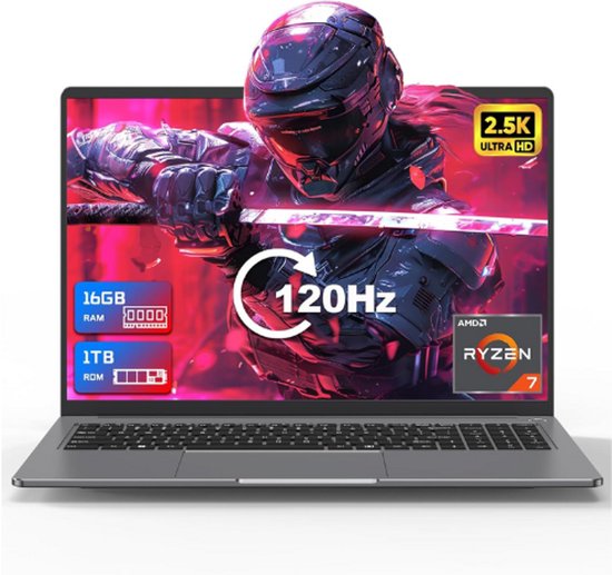 Laptop 16 GB RAM DDR5 1 TB SSD, 16 Inch 2,5K 165 Hz Display, AMD Ryzen ...